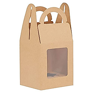 Kraft Paper Cupcake Gift Boxes with Clear Display Window, Individual Serving Bakery Box (100 Pack)