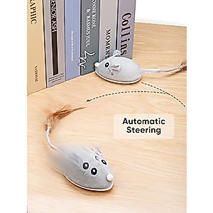 Petchain Interactive Cat Toy, Cat Toys for Indoor Cats Cat Feather Toys Automatic Cat Toy Cat Mouse Toy with Feather Tail Kitty Toys with USB Charging