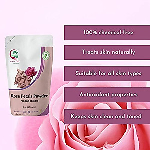 Rose Petal Powder | 8 oz | Make Tea, Smoothies or Lattes | Best Ingredient for Face Mask Too | Soothing Fragrance | Excellent Natural Skin Toner | by Yogi’s Gift®