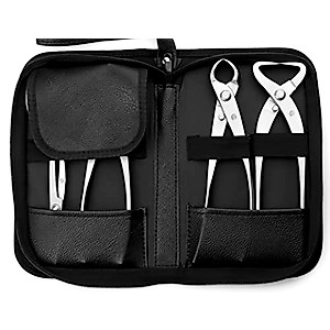 TianBonsai 4-PCS Bonsai Tool Set Including Concave Cutter Straight Edge Cutter Trunk Splitter And Bonsai Scissors Equip With Tool Bag