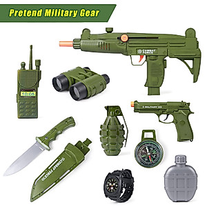 Tacobear Soldier Military Costume for Kids Boys Ages 3-9 Halloween Dress Up Role Play Set with Toy Accessories