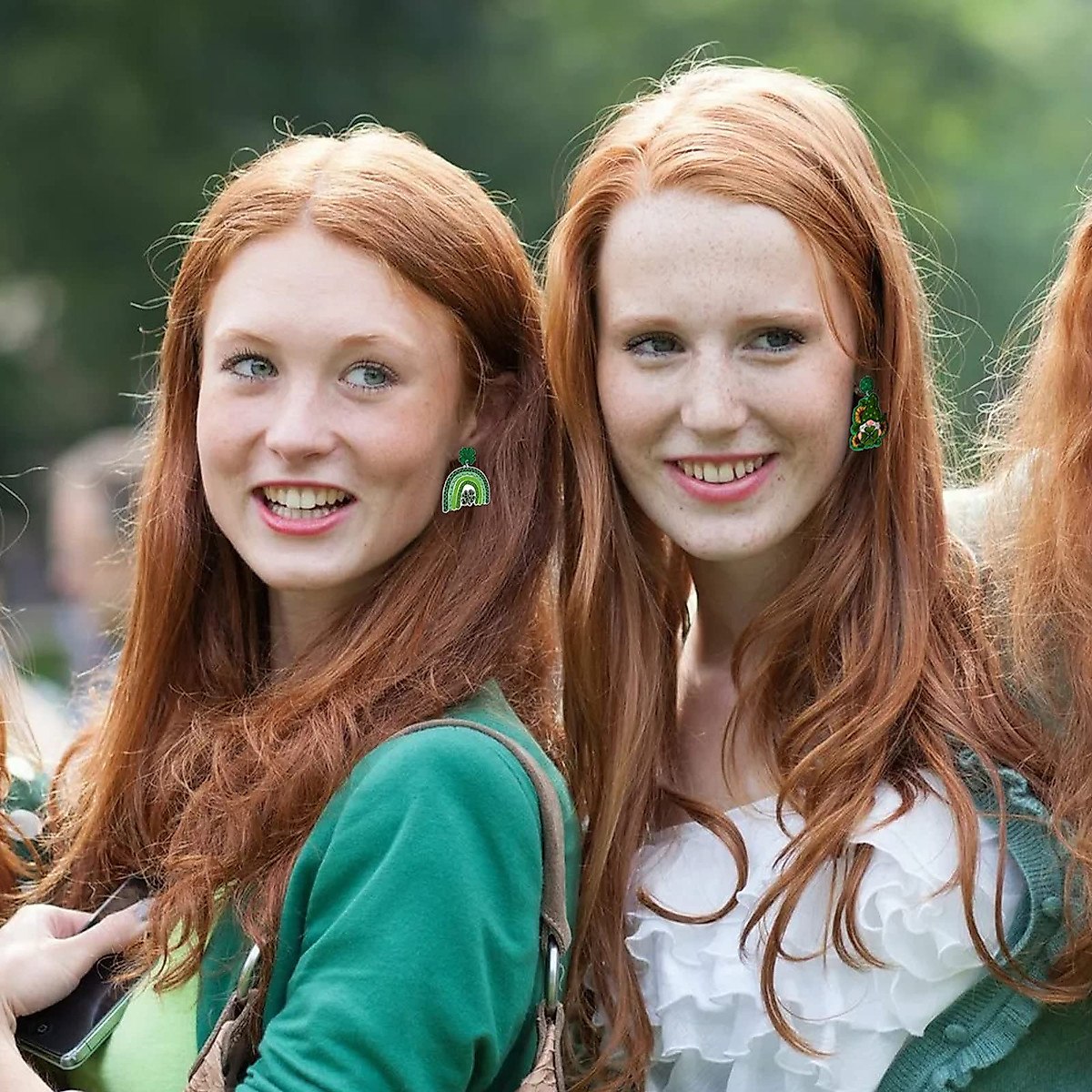 6 Pairs St Patricks Day Earrings for Womens Irish Shamrock Dangle Earrings Clover Drop Earrings Green Grass Rainbow Hat Game Handle Beard Dangle Earrings St Patricks Day Accessories（6pairs）