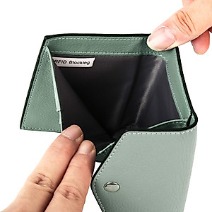 YALUXE Women's Small Wallet RFID Blocking Billfold Genuine Leather Snap Pocket Ladies Mini Coin Purse