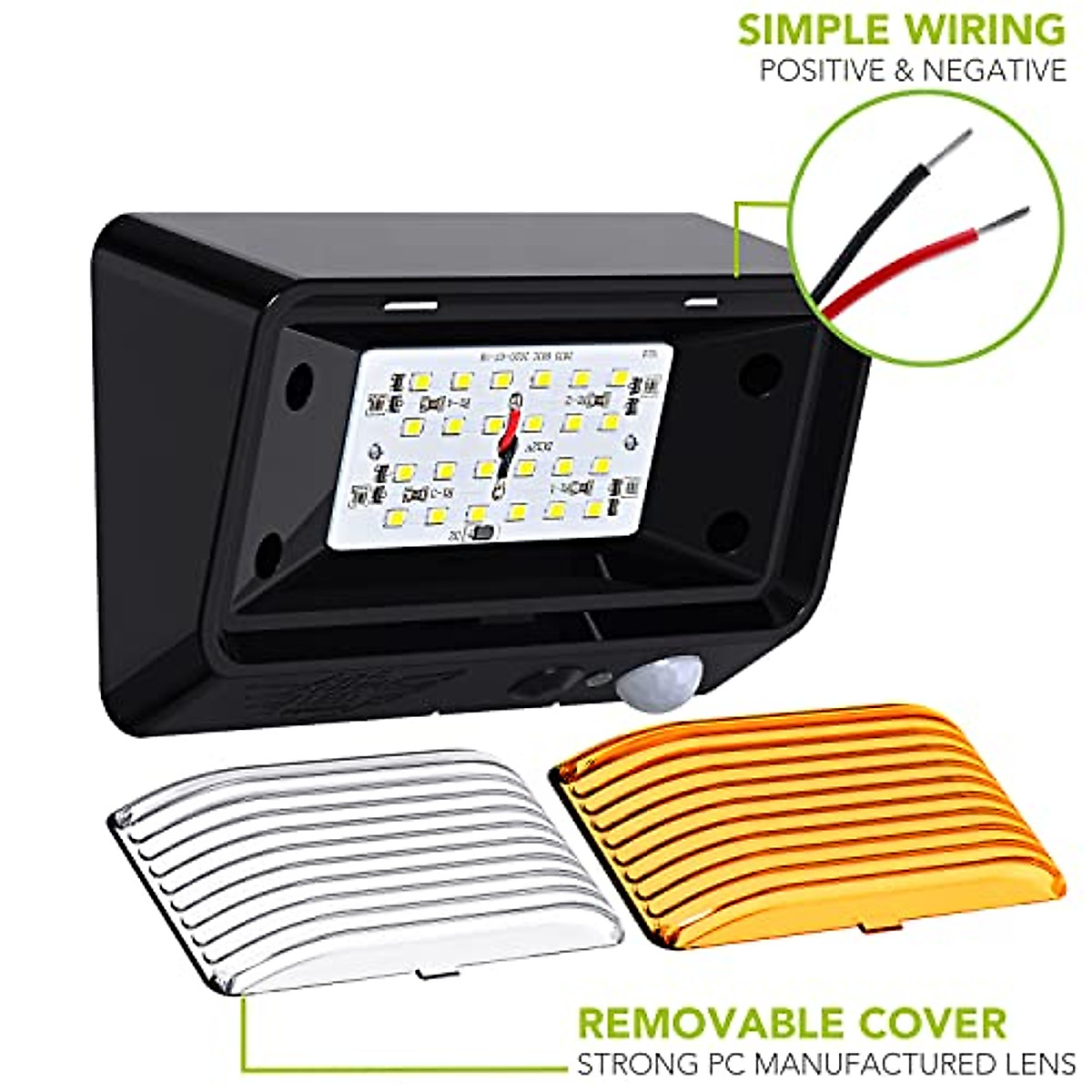 Leisure LED RV Exterior Motion Sensor Porch Utility Light 12v 300 LM Lighting Fixture. Replacement Lighting for RVs, Trailers Campers 5th Wheels White Base (Black)