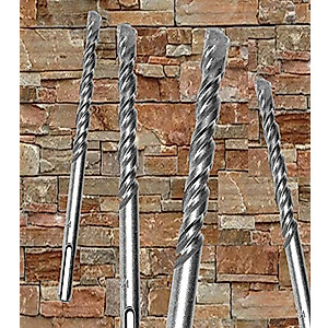 SDS Plus Hammer Drill Bit Set 1/4 in. x 6 in. Masonry Concrete Rock Drill-10Pcs