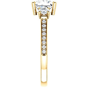 Solitaire Moissanite Engagement Ring Set, 3 CT Princess Cut Bridal Wedding Ring Set for Women, Propose Gifts Anniversary Her, VVS1 Colorless, 925 Silver, 10K 14K 18K Solid Gold (14K Solid Yellow Gold)