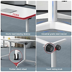 Conference Table Foldable Meeting Tables,4 Pcs Flip Top Mobile Training Table Modern White Portable Table with Silent Wheels, 62.9 "D x 23.6" W x 29.5 "H for Office,Meeting Room,Classroom