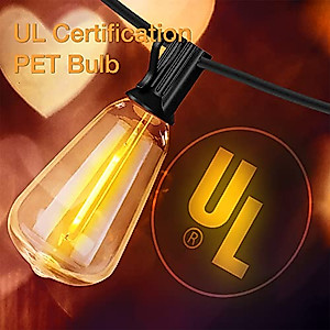 DAYBETTER 100ft Solar Outdoor String Lights Waterproof, ST38 Globe Led Patio Lights with 24 Edison Bulbs, Weatherproof Plastic Outdoor Lights for Yard Porch Bistro