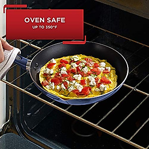 T-fal Initiatives Ceramic Nonstick Cookware Set 14 Piece Pots and Pans Blue