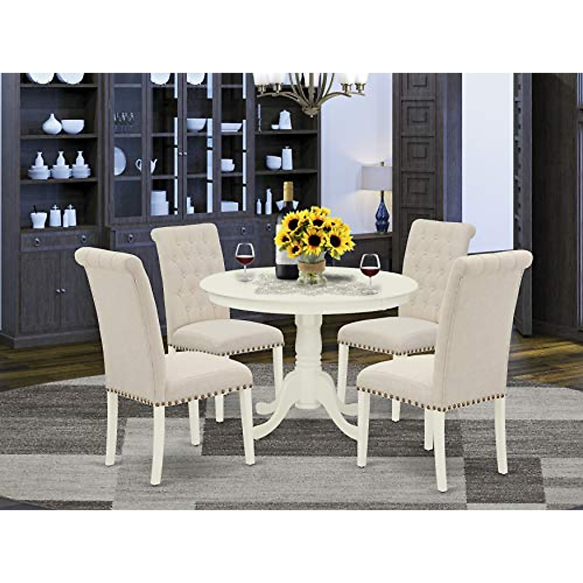 East West Furniture HLBR5-LWH-02 Dining Room Table Set