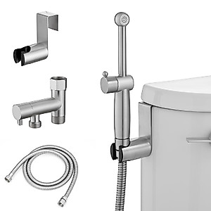 BWE Handheld Bidet Sprayer for Toilet,Adjustable Water Pressure Bidet Toilet Attachment,All Brass Cloth Diaper Toilet Bidet Jet Sprayer,with Bidet Hose for Feminine Wash or Baby Wash,Brushed Nickel
