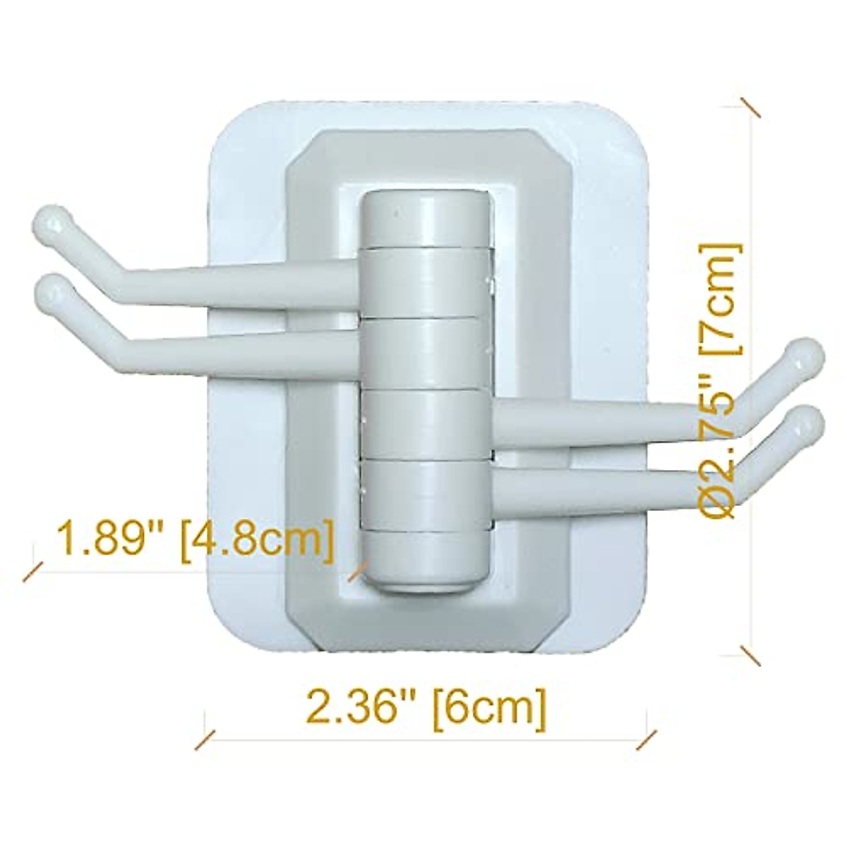 Fineget Wall Adhesive Hooks for Hanging Bathroom Kitchen Door Hooks 4 Rotatable Arms Round Heavy Duty Hooks White 2 Pairs