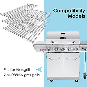 Utheer Cooking Grates for Nexgrill Replacement Parts 720-0882A Evolution Infrared Plus 5-Burner, Stainless Steel Solid Rod Grill Cooking Grids for Nexgrill Gas Grill Parts with Side Burner, Set of 3