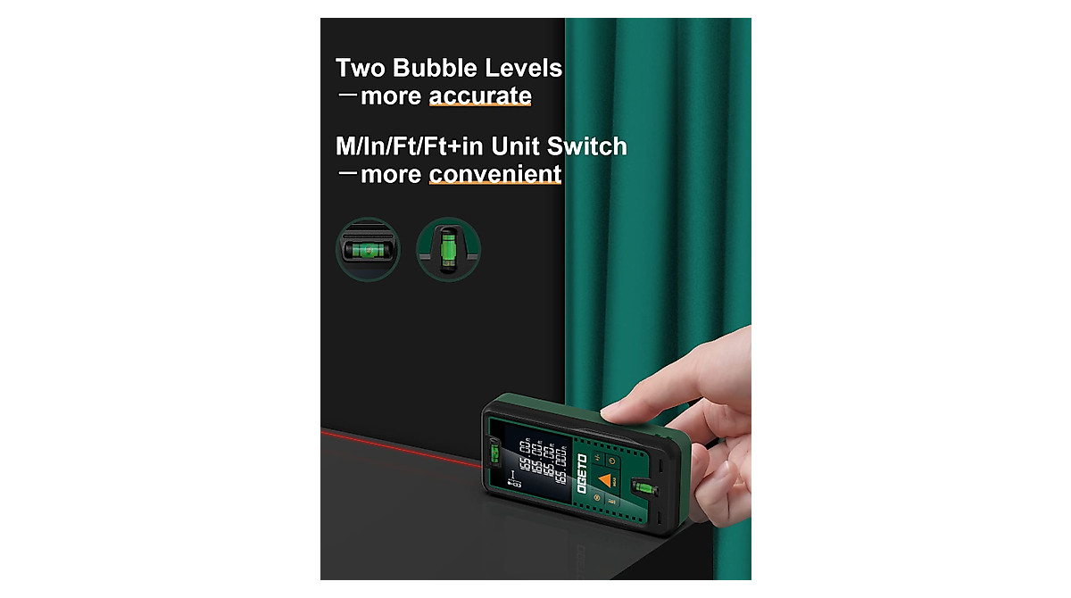 Ogeto 165ft Digital Laser Measure - Accurate & Compact