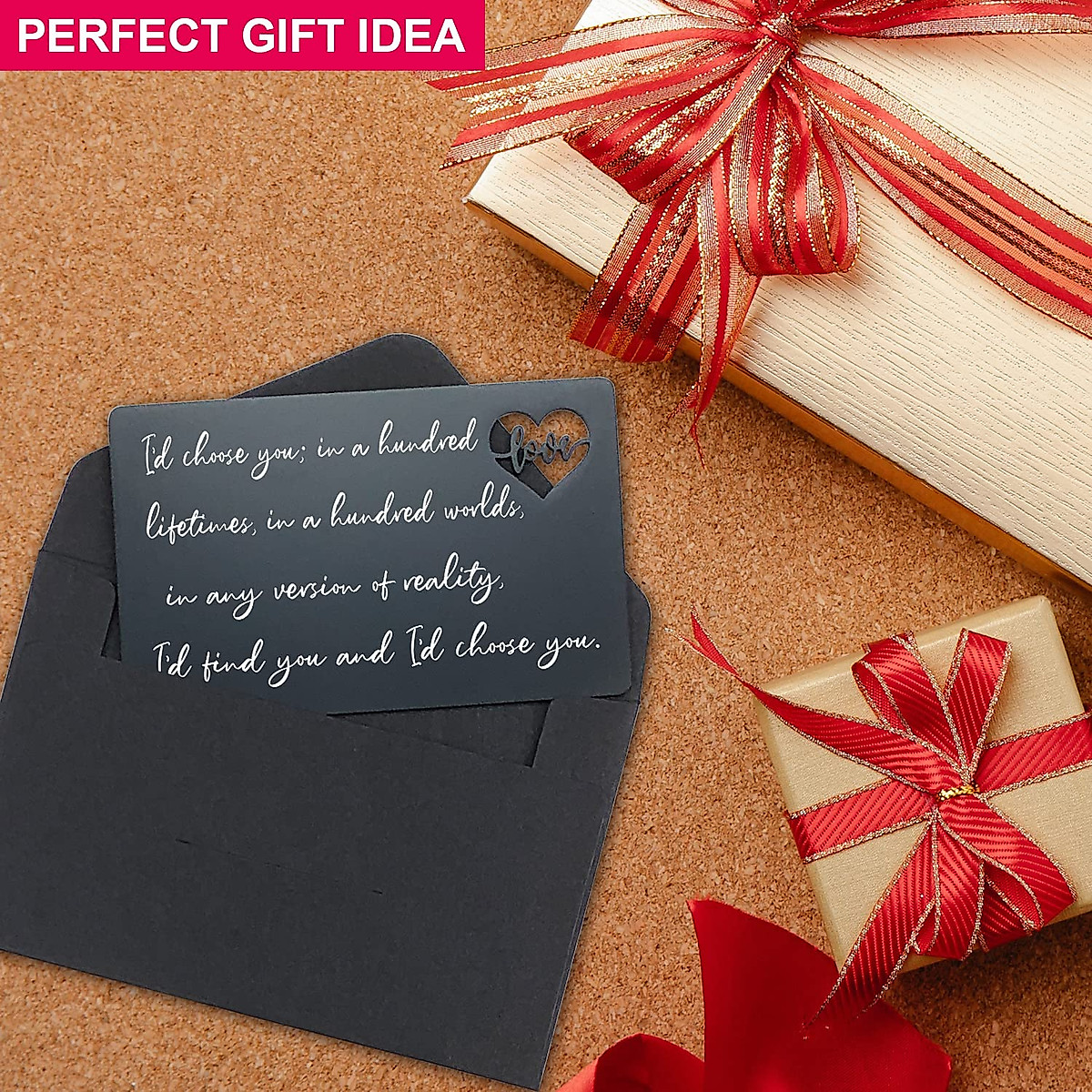 FTONENI I Choose You Wallet Insert Card, Metal Wallet Love Note, Gift for Valentines Day, Boyfriend, Girlfriend