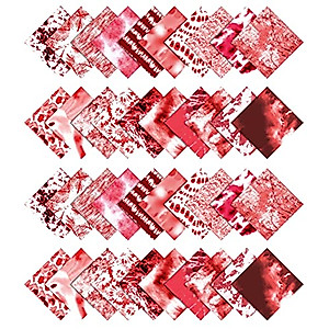 Soimoi 40Pcs Tie Dye Print Cotton Precut Fabrics for Quilting Craft Strips 2.5x42inches Jelly Roll - Red
