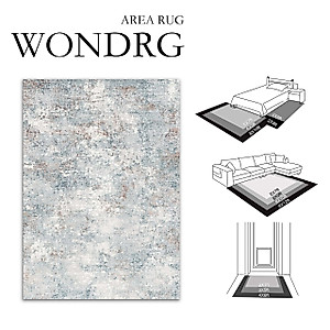 WondRg 2x3 Washable Area Rug Blue Gold Abstract Modern Entryway Kitchen Non Slip Low Pile Thin Throw Rug Living Room Bedroom Indoor Doormat Small Soft Carpet for Entrance Bathroom Dining Room
