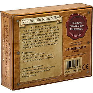 Stonemaier Games: Viticulture: Visit from The Rhine Valley Expansion | 80 New Visitor Cards | Add to Viticulture (Base Game) | 1-6 Players, 90 Mins, Ages 14+
