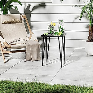 Palama Square Side Table for Living Room, Small Square Table with Metal Frame, Modern Home Décor Small Accent Table, Easy Assembly Black Bedside Table, Small Table