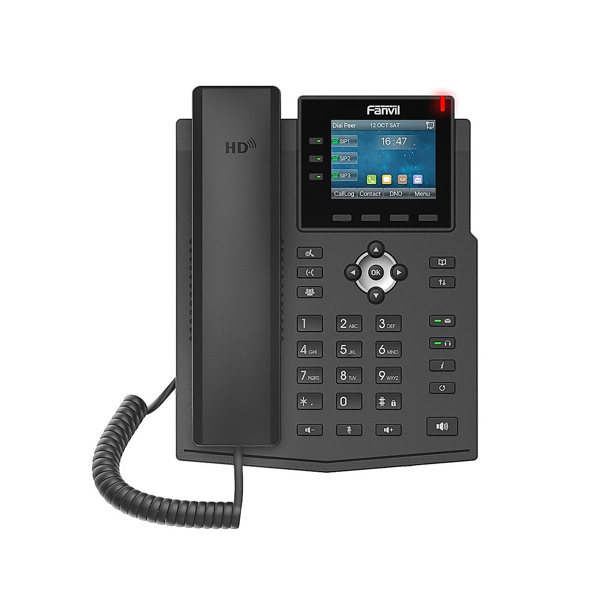 Fanvil X3U Enterprise VoIP Phone, 2.8-Inch Color Display, 6 SIP Lines, Dual-Port Gigabit Ethernet, Power Adapter Not Included