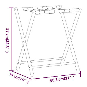 vidaXL 27"x15"x22.8" Foldable Luggage Rack -Natural Bamboo Suitcase Stand with Waterbase Finish, Ample Storage, and High Load Capacity