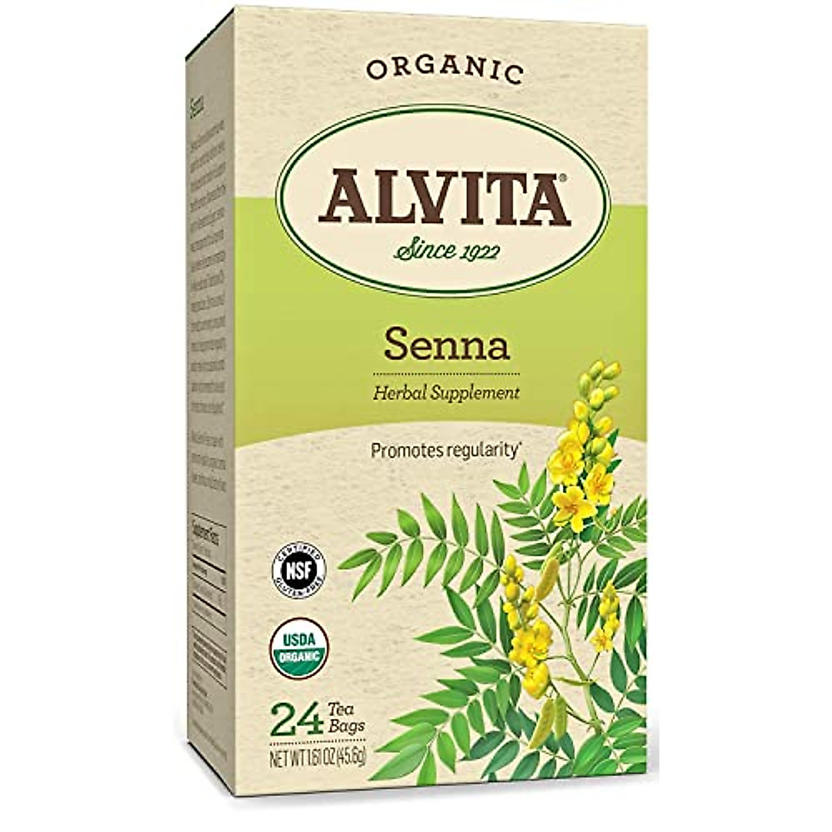 Alvita Organic Senna Herbal Tea - Made with Premium Quality Organic Senna Leaves, And A Mild Bitter Flavor, 72 Tea Bags (3 Pack)