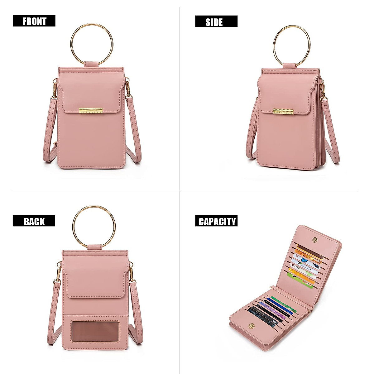 myfriday Lightweight Crossbody Phone Bag for Women, Small Shoulder Bag Cell Phone Wallet Purses and Handbags with 14 Credit Card Slots