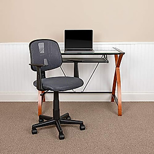 Flash Furniture Flash Fundamentals Mid-Back Gray Mesh Swivel Task Office Chair with Pivot Back and Arms