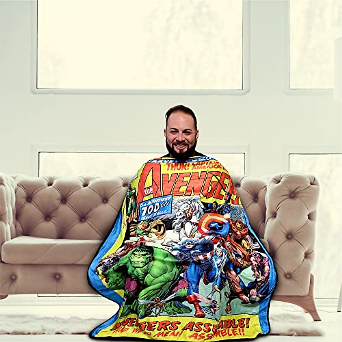 Bazillion Dreams Marvel Avengers Assemble Fleece Softest Comfy Throw Blanket for Adults & Kids| Measures 60 x 45 Inches