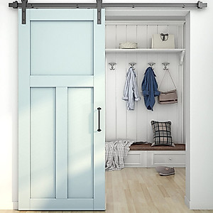 Tyenaza Barn Door Handle, Black Carbon Steel Interior Wooden Door Matte Handle for Wooden Gate Shed Cabinet Door