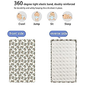 Retro Themed Fitted Mini Crib Sheets,Portable Mini Crib Sheets Soft Toddler Mattress Sheet Fitted-Crib Mattress Sheet or Toddler Bed Sheet,24“ x38“,Dark Peach Seafoam