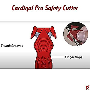 Cardinal Pro Safety Box Cutter Safety Package Opener Safety Box Opener Cut Cardboard Plastic Banding Film Bags Clamshell Cutter Box Cutter with Guard Safety Cutter - Disposable Recyclable (10, Red)