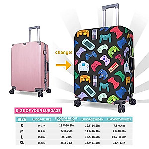Teery-YY Video Game Weapon Controller Black White Travel Luggage Cover Baggage Suitcase Protector Fits 18-32 Inch with Zipper Dustproof Washable Elastic for Teen Boys Girls Men Women