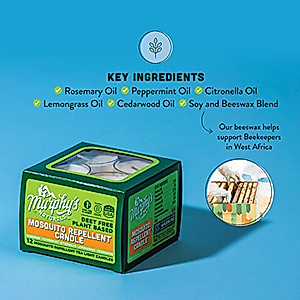 Murphy’s Naturals Mosquito Repellent Tea Light Candles | DEET Free | Made with Essential Oils and a Soy/Beeswax Blend | 4 Hour Burn Time Per Candle | 12 Candles Per Box