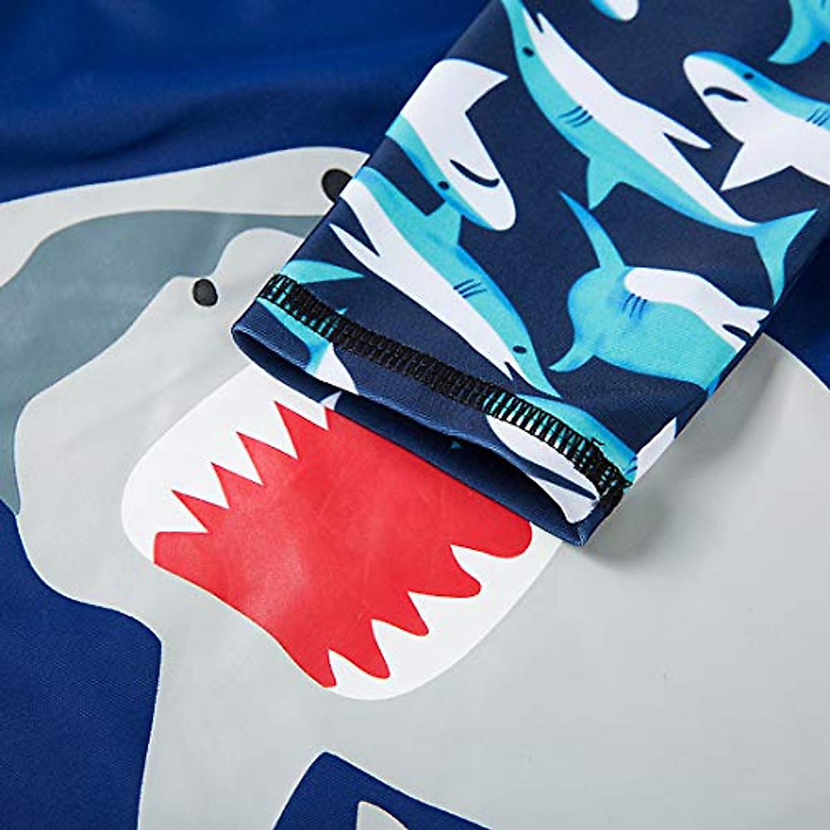 Baby Toddler Boys Two Pieces Swimsuit Set Long Sleeve Shark Bathing Suit Rash Guards Swimwear with Hat UPF 50+ (Navy Shark, 9 Months, 9_months)