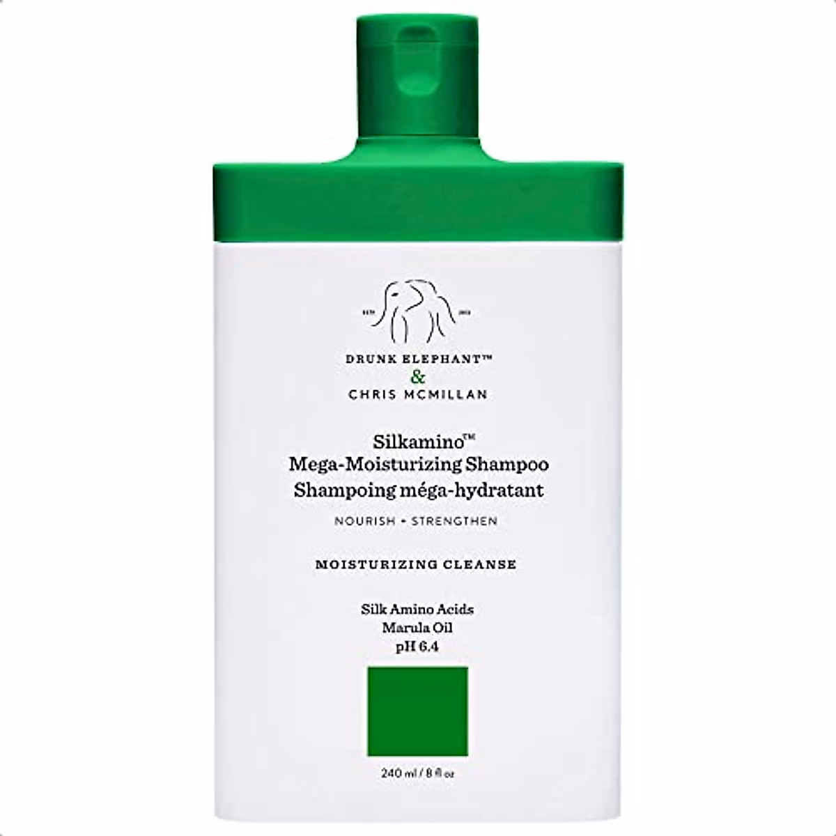 Drunk Elephant Silkamino Mega-Moisturizing Shampoo - Nourishing and Strength, Moisturizing Cleanse for All Hair Types (240 mL / 8 Fl Oz)