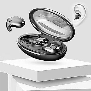 BNGXR Invisible Sleep Wireless Earphone IPX5 Waterproof, 2023 New Sense-Free to Wear Bluetooth Earbuds for Sports Sleep, Premium Noise Cancelling Hidden Touch Control with Charging Case (Black)