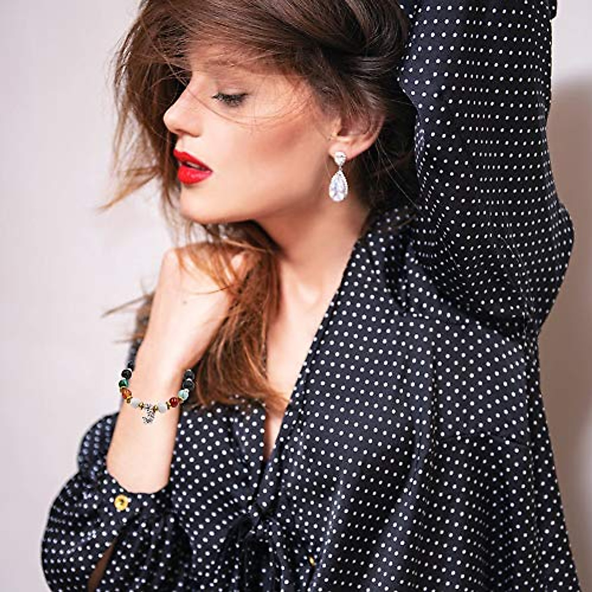 Civilipi 465pcs Stone Beads Set Lava Beads Kits Striped Beads Loose Beads with Charms Accessories Open Jump Ring for Bracelet Necklace Jewelry