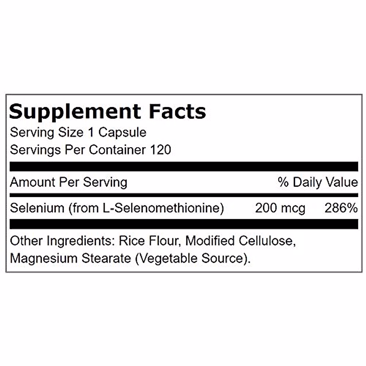 Selenium 200mcg | Yeast Free | 120 Vegetarian Capsules | Non-GMO, Gluten Free Supplement | by Lindberg