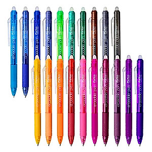 ParKoo Retractable Erasable Gel Pens Clicker Fine Point 0.7 mm, No Need for White Out, 20 Assorted Color Inks for Drawing Writing Planners and Crossword Puzzles