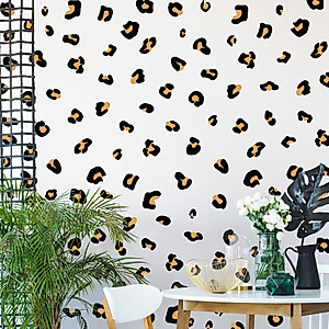 DTLIFEK 10 Sheets Leopard Print Wall Decal Black Leopard Spot Wall Stickers Vinyl Animal Print Pattern DIY Removable Peel and Stick Wallpaper for Kids Boys Nursery Car Door Home Decoration (Leopard)