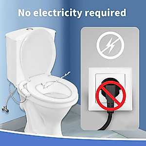 Jecatiy Round Non-Electric Bidet Toilet Seat, Ambient Water Temperature,Fits Round Toilets, Rear and Feminine Wash, Adjustment Water Pressure, Dual Nozzles Self-Cleaning - Easy Installation