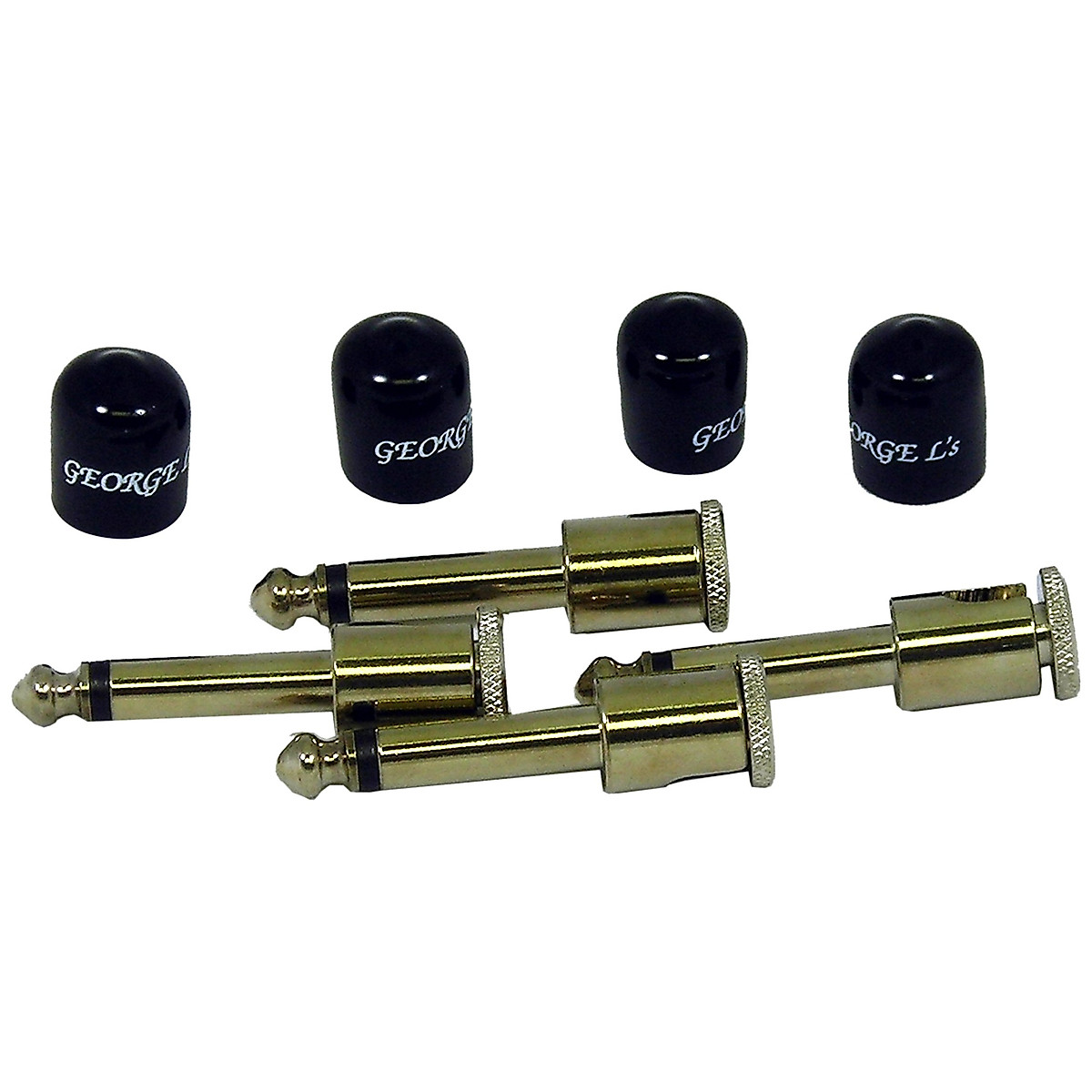 George L's 155 Guage Right Angle Plugs with Black Jackets (4 Piece Set)