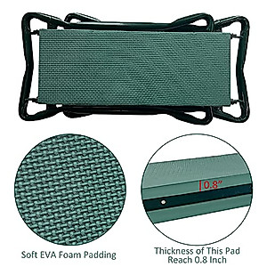 LUCKYERMORE Garden Kneeler and Seat Heavy Duty Gardening Bench for Kneeling and Sitting Folding Garden Stools with Two Tool Pouches and Widen Soft Kneeling Pad