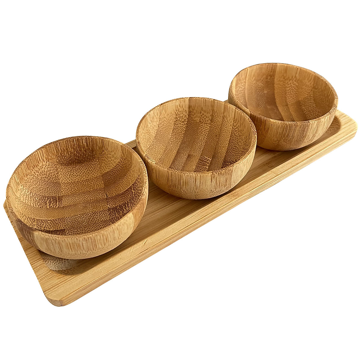 Nature's Kitchen Small Bamboo Pinch Bowls Dip Bowls Condiment Cups - Mini Wood Bowls for Salt Cellar, Spices, Dipping Sauce, Soy Sauce Dish, Nuts, Candy, Appetizers
