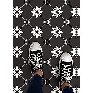 FloorPops Rigel Peel & Stick Floor Tiles, Black