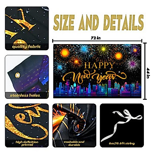 Happy New Year Banner,Happy New Year Party Decoration Supplies,Large Fabric New Years Eve Party Backdrop for 2023 Party Decoration,2023 New Year Fireworks Photo Booth Backdrop Background Banner