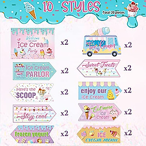 20 Pcs Ice Cream Party Decorations Ice Cream Party Sign Ice Cream Birthday Party Decorations Ice Cream Party Supplies Ice Cream Theme Party Decorations Street Photo Prop Cutouts for Home Party Decor