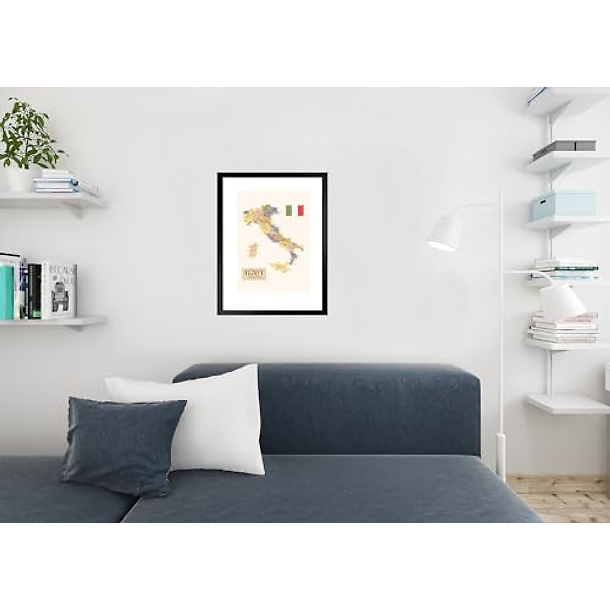 Political Map Of Italy Regions Provinces States Flag Vintage Style Matted Framed Wall Art Print 20x26 inch