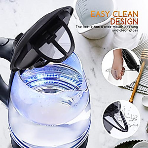 Taylor Swoden Electric Kettle 1.7L Glass Electric Tea Kettle, 1500W Hot Water Kettle Electric Cordless Water Boiler & Heater with LED Light, Auto Shut-Off & Boil-Dry Protection, BPA Free, Black